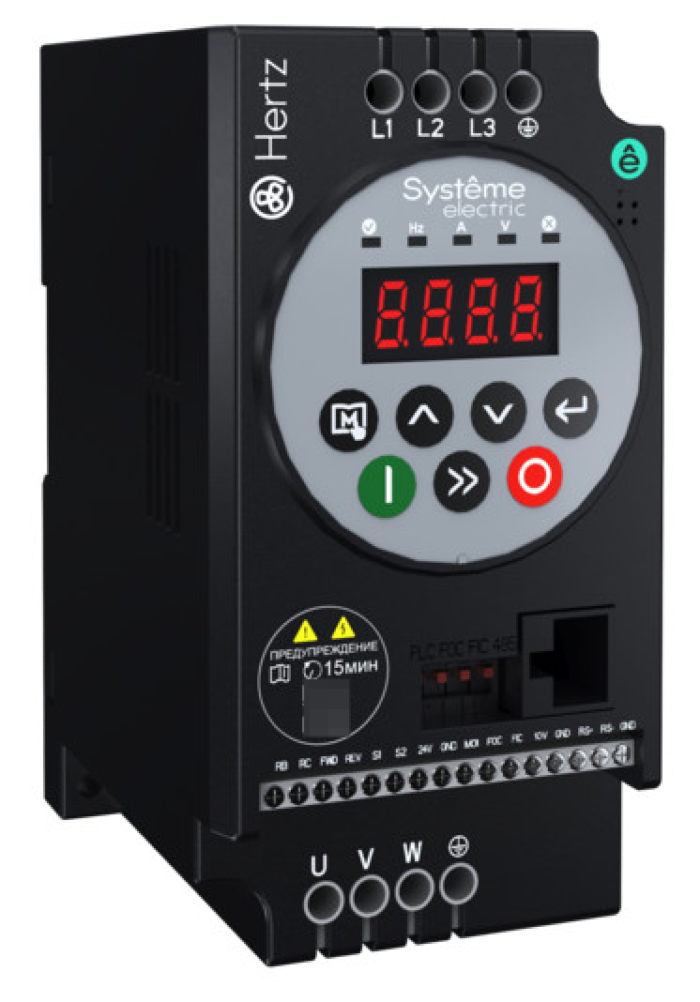 Частотный преобразователь Systeme Electric / Систем Электрик STV050 Hertz, LED панель оператора, в пластиковом корпусе черный, 9А, 2.2кВт, 220В, IP20 / электрика