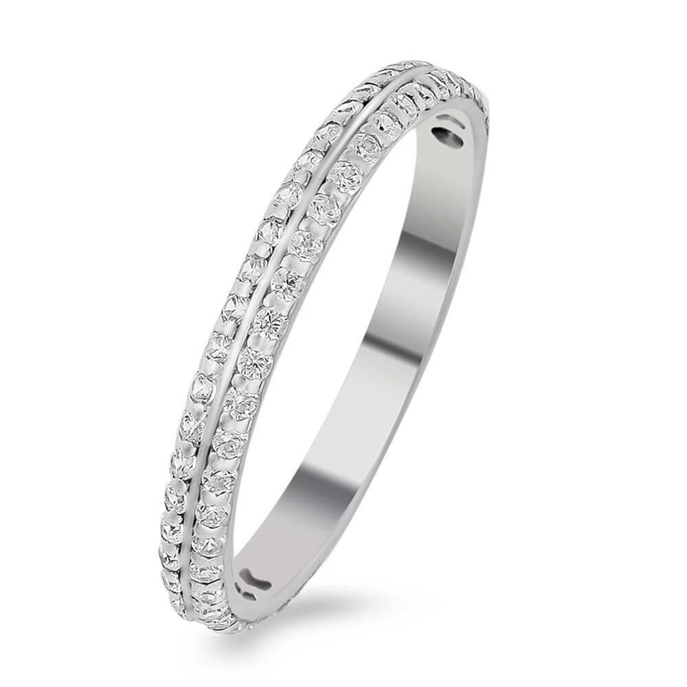 Кольцо дорожка, серебро, 925 проба, родирование, фианит