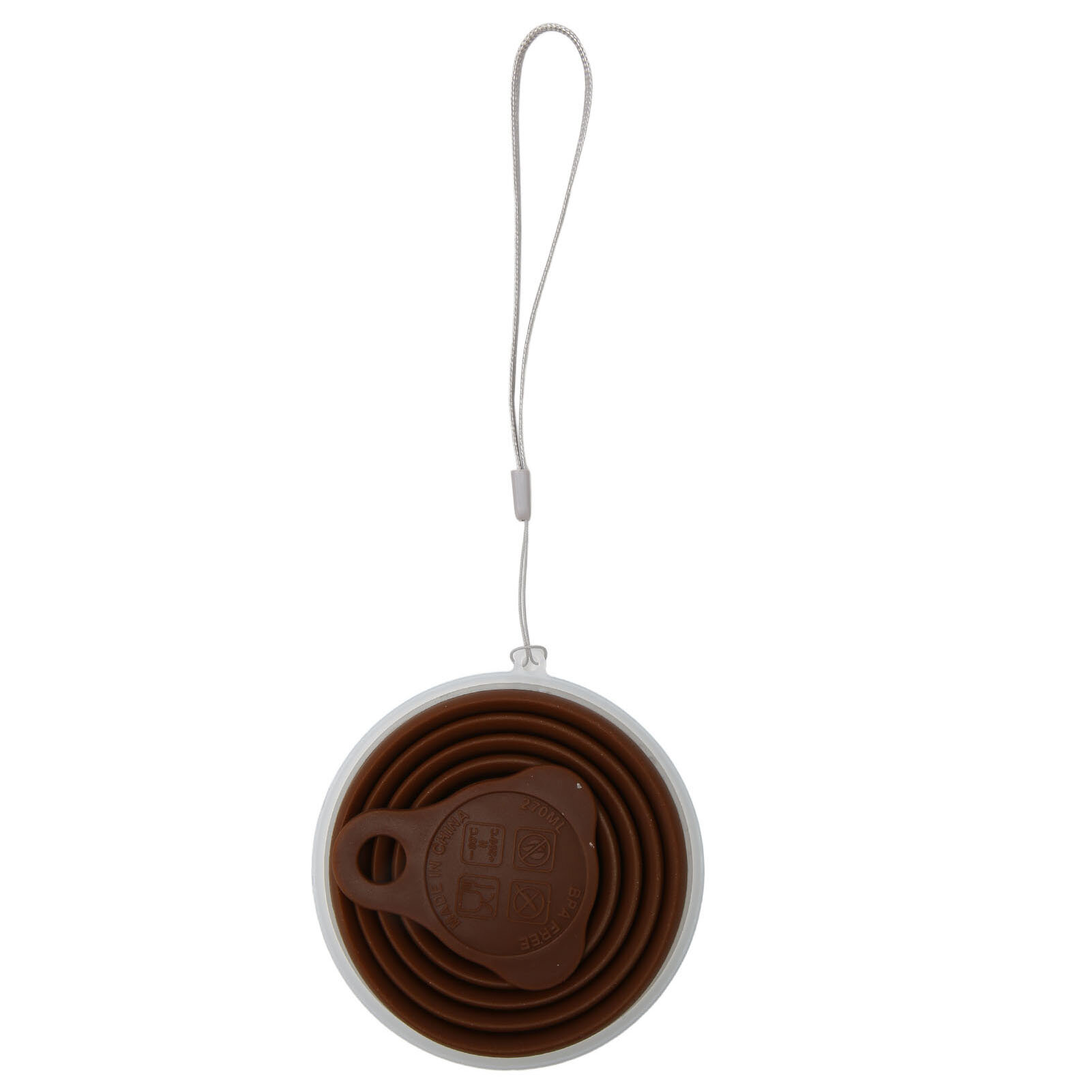 Силиконовая складная чашка с крышкой многоразовой продовольственной чашки для туристической чашки для питания на открытом воздухе коричневый