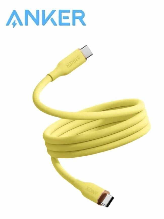 Кабель ANKER 643 PowerLine III Flow USB-C to USB-C (A8553), 240W, 1.8m, желтый