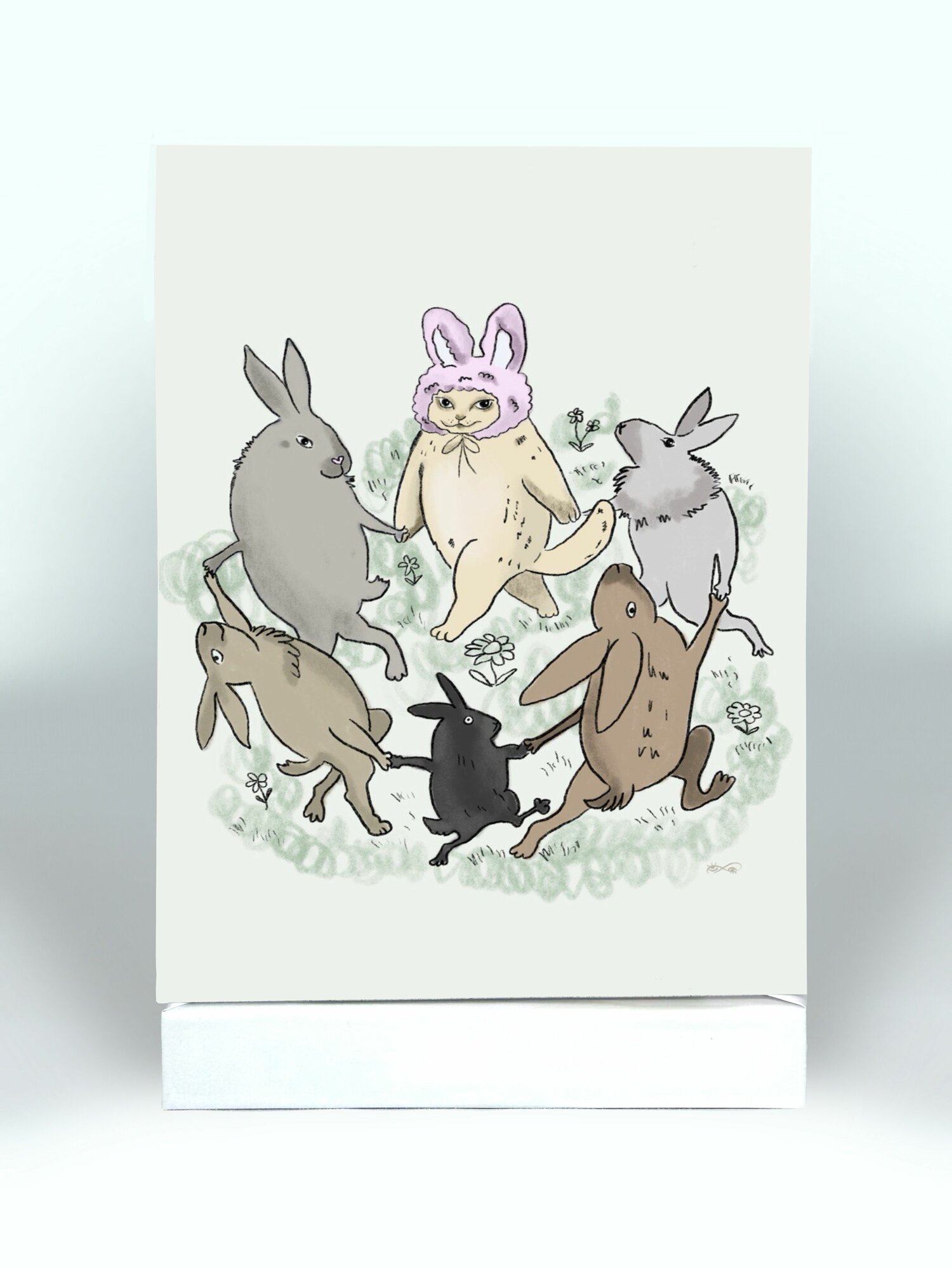 Открытка с танцующими зайцами