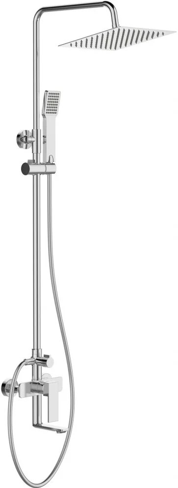 Душевая стойка BelBagno романо (ROMANO) VSCM-CRM со смесителем, хром, глянцевая, душевая система с тропическим душем, с изливом, с лейкой, латунная, рычаг сбоку