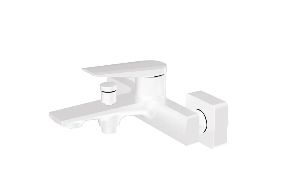 Смеситель для ванны с душем Olive'S Viar 28201VRW с душевым гарнитуром, настенный, однорычажный, белый, матовый, латунный, с керамическим картриджем