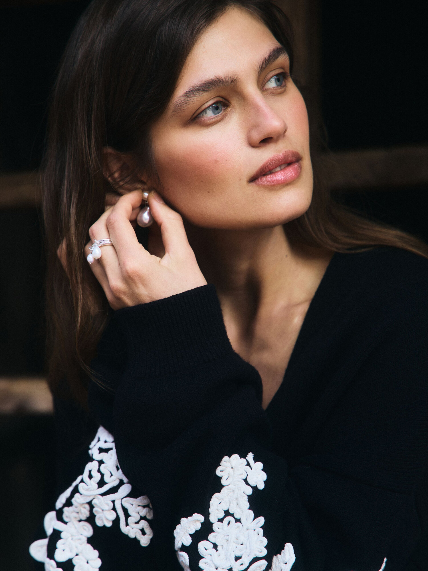 Серьги с подвесками, жемчуг имитация