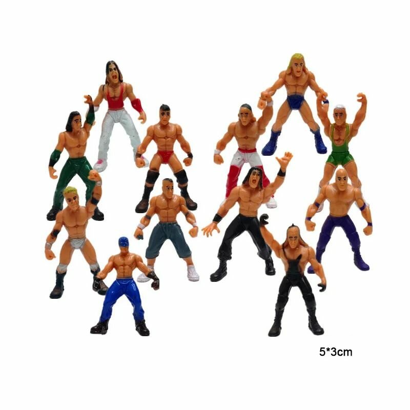 Борьба Action Figure Playset с шестиугольным кольцом 12 Борьбщики с аксессуарами, Битва Арена Игрушка для детей