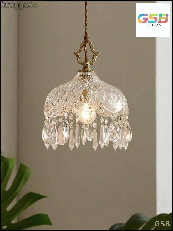 Полностью медная винтажная хрустальная люстра, Маленькая светодиодная люстра из французского ретро-хрусталя