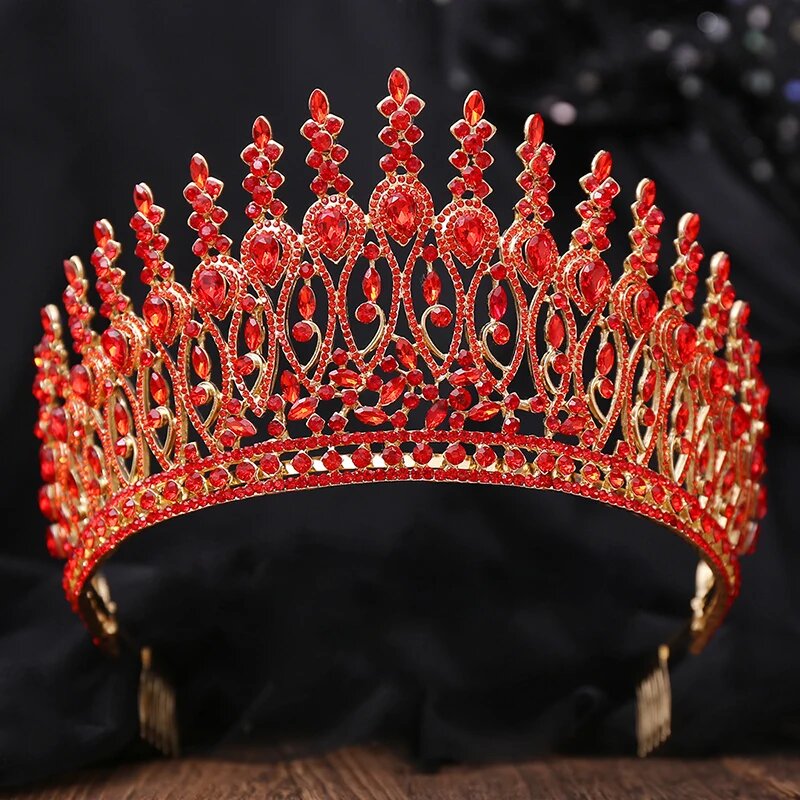 Корона для волос со стразами, Gold Red