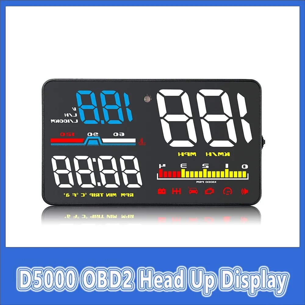 D5000 OBD2 диагностический инструмент спидометр HUD дисплей экран на лобовом стекле проектор автомобильный проекционный дисплей цифровая охранная сигнализация