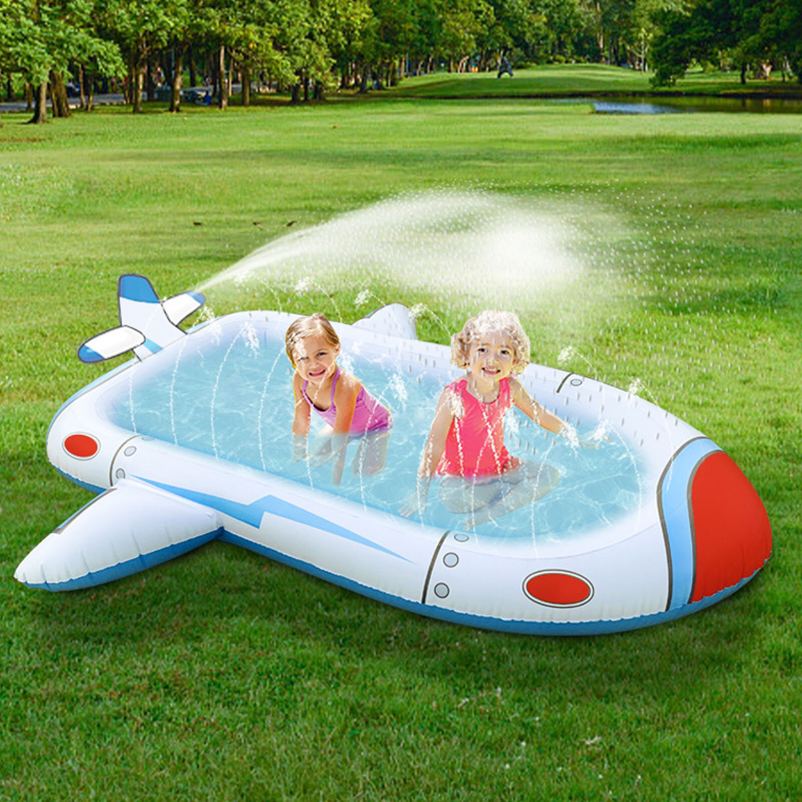 Надувной спринклерный бассейн, дирижабль, прочный спринклерный коврик для детей, для игр на заднем дворе, на открытом воздухе