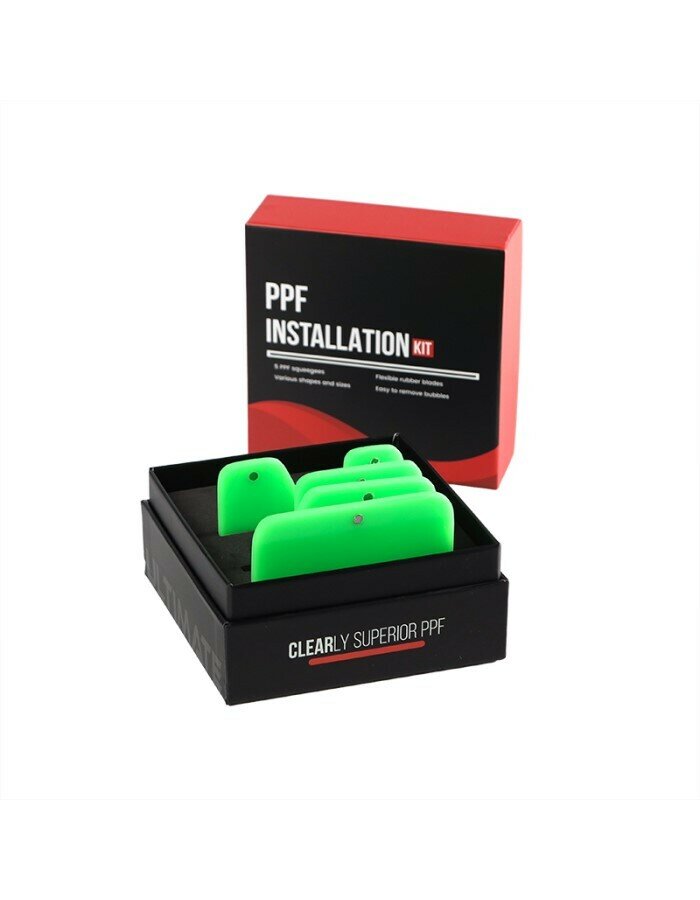 Shine Systems Набор ракелей PPF лимонно-зеленого цвета 5шт 1 подарочная коробка