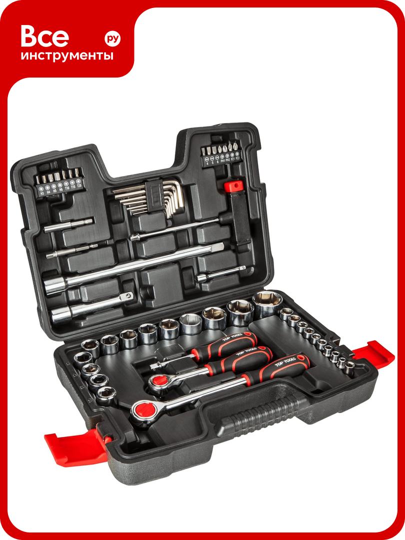 Набор бит и головок 1/4, 1/2, 53 шт. Top Tools 38D530, пластик