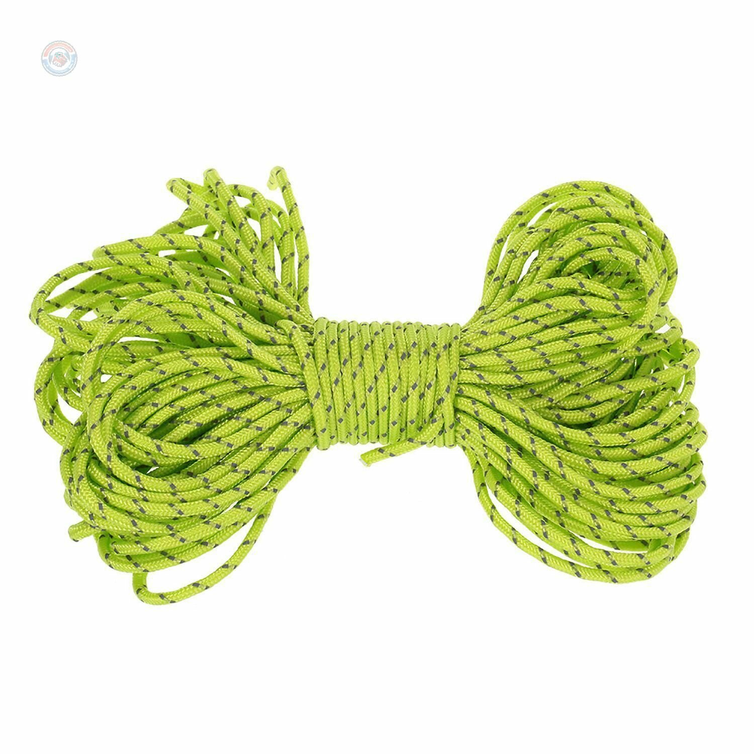 20-метровый светоотражающий трос для палатки и кемпинга, прочный и видимый в темноте, армированный полипропиленовый шнур для тентов и навесов, зеленый, черный, оранжевый, красный, синий