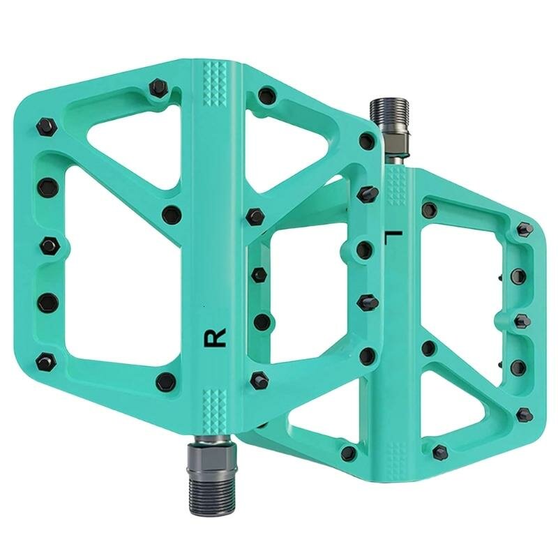 Нейлоновые велосипедные педали, усиливая плоские педали с ручкой с запечатанным носителем 9/16, подходящим для энтузиастов уличных велосипедов 2x, бьянки зеленый