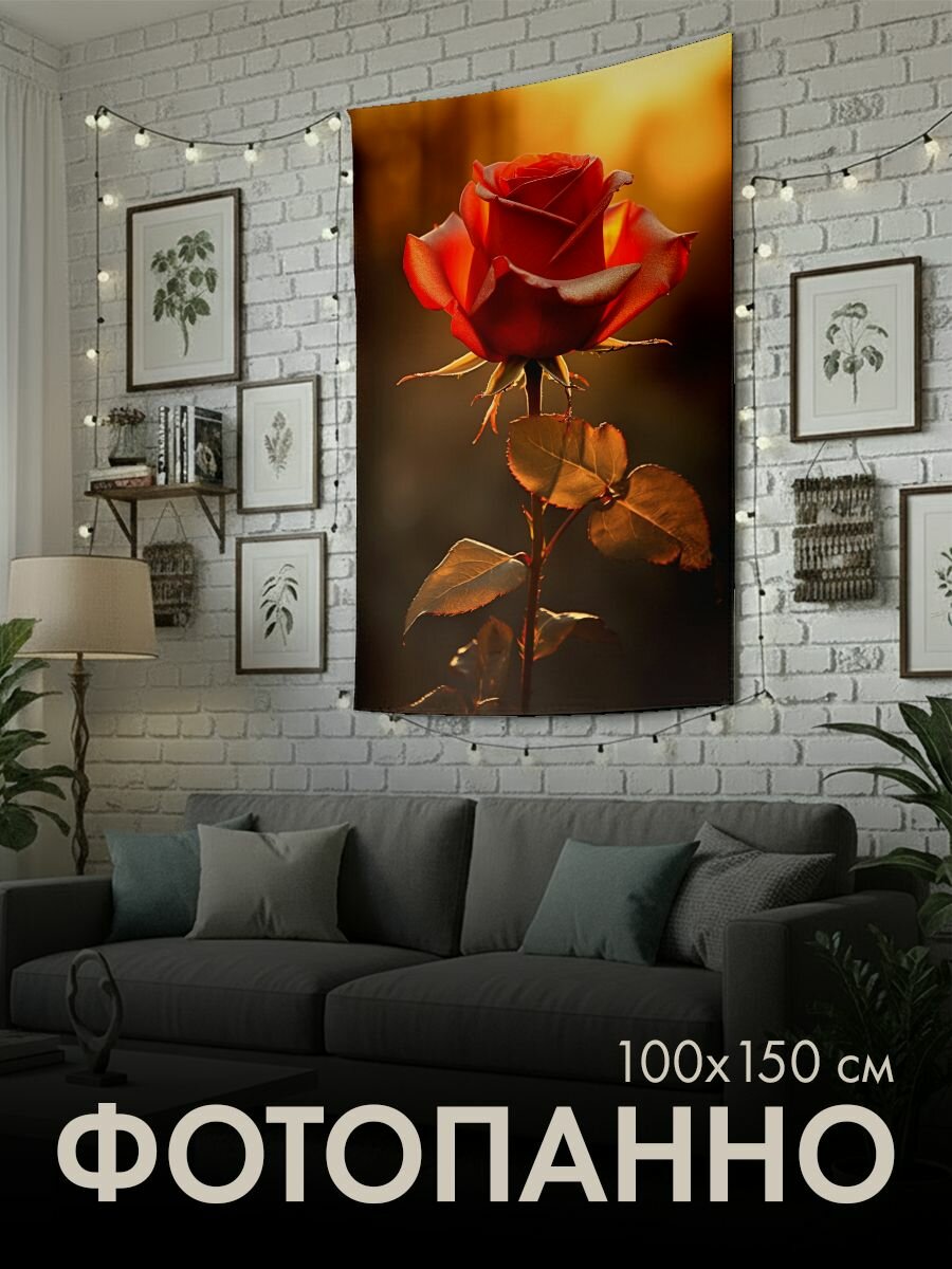 Панно тканевое PrintyFull / 100x150 см / красная роза