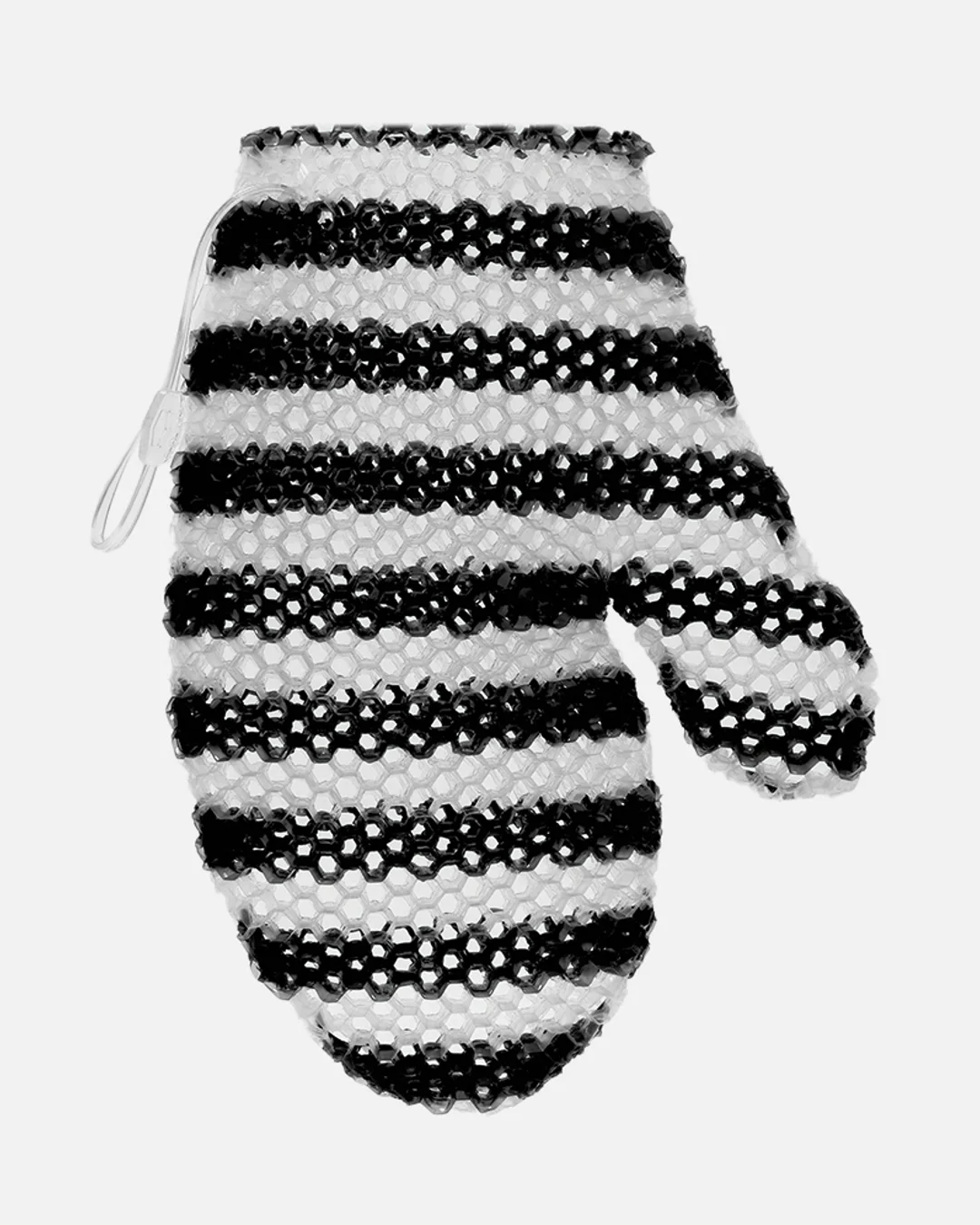 Рукавичка для тела Supracor Supracor Bath Mitt, с петелькой, черно-белая, 1 шт