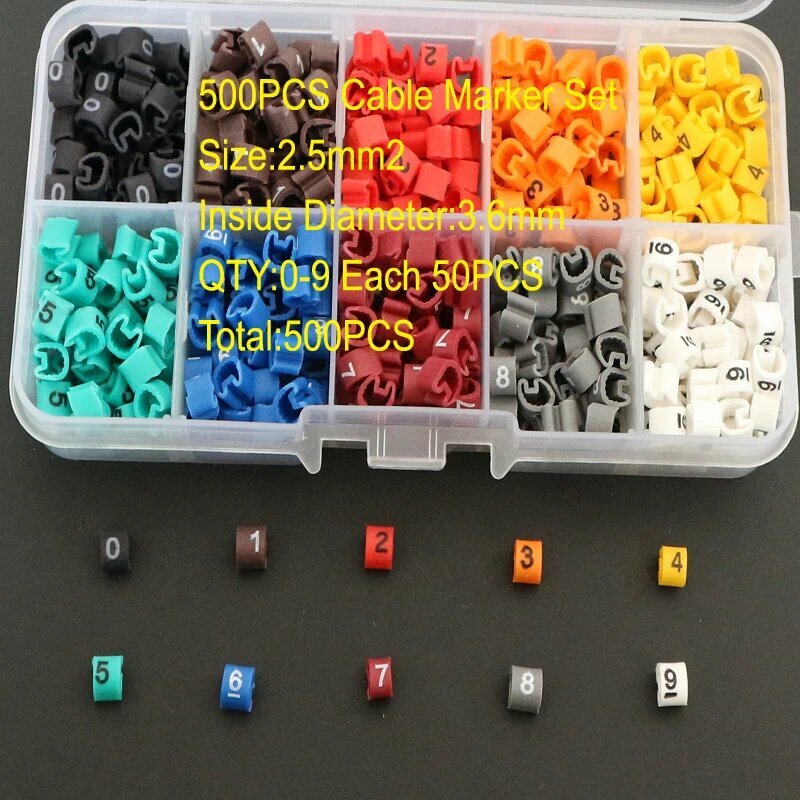 Маркеры для проводов 500шт, 2.5mm2, цифры 0-9