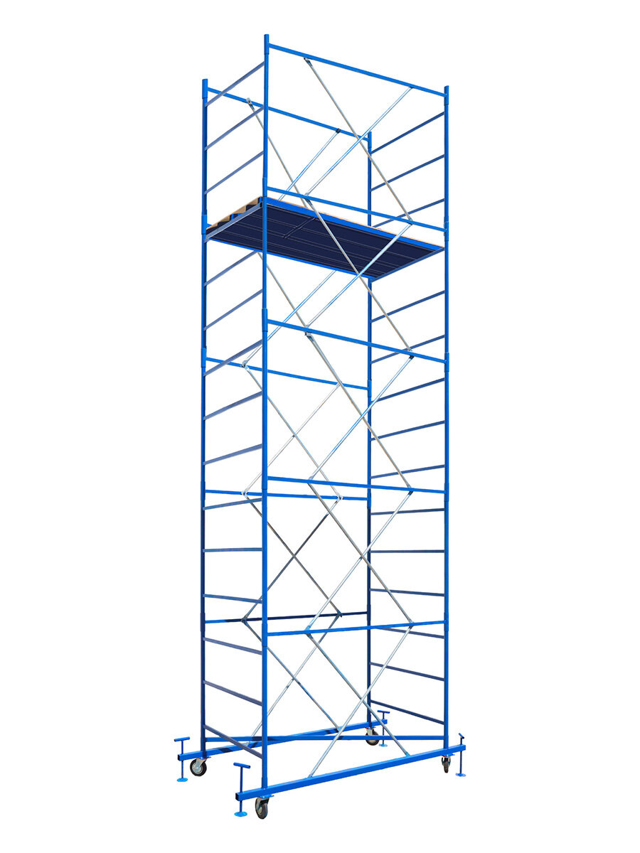 Вышка-тура ВСП Пром 1.2х2.0 м, высота 6.4 м усиленная, леса строительные рамные на колесах