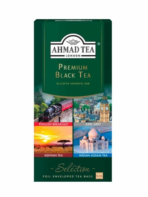 Ahmad Tea Чай черный пакетированный Premium Black 4 вкуса, 24 пак