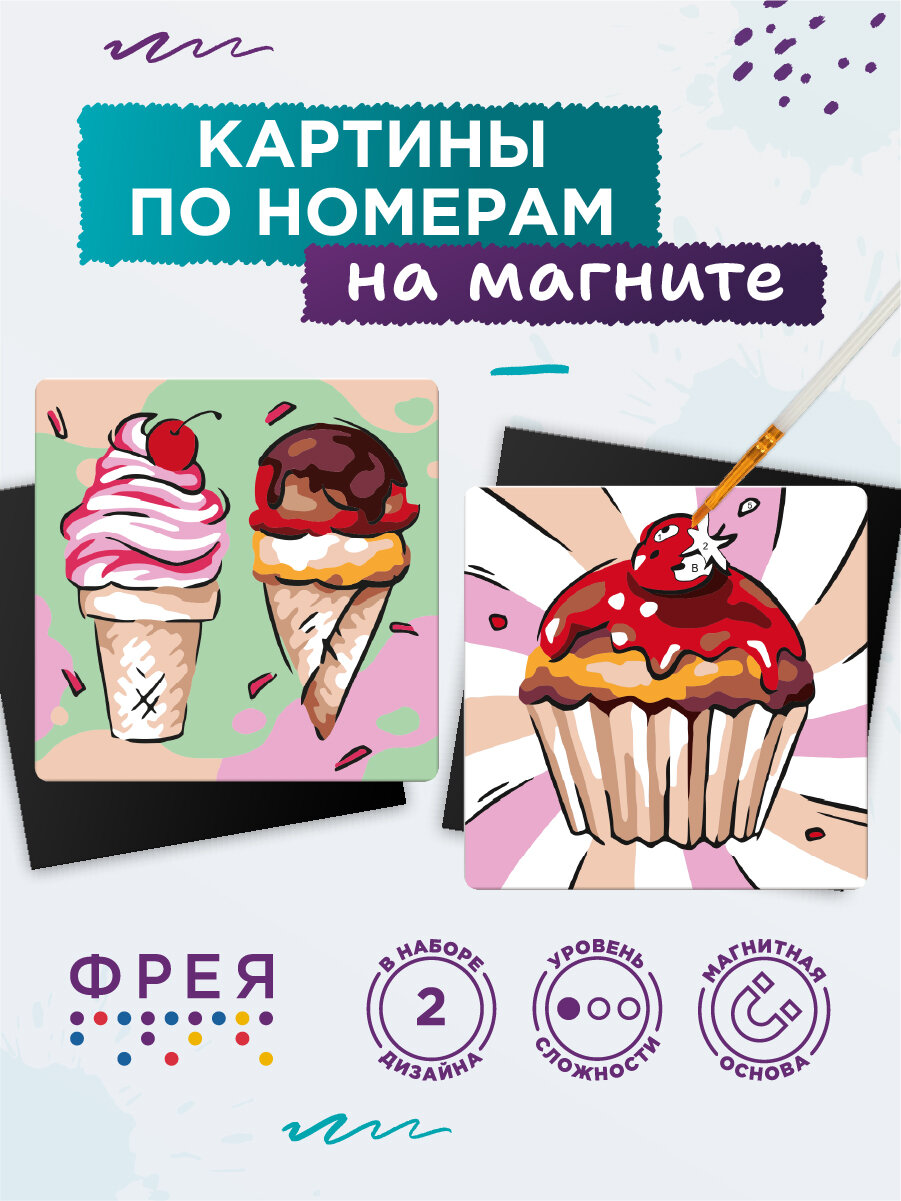 Картина по номерам на магните "фрея" 9х9 см PNBM-022 "Любимые сладости"