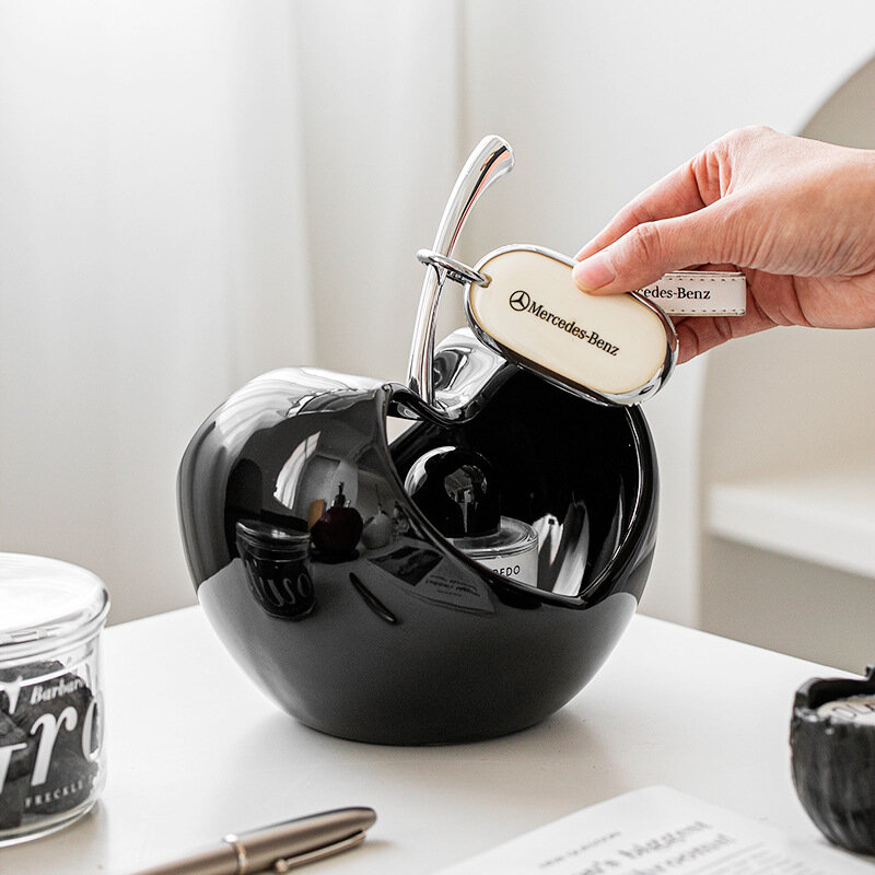 Фруктовница IKEA "Яблоко", фаянс, глазурованная, черное, 17,5см