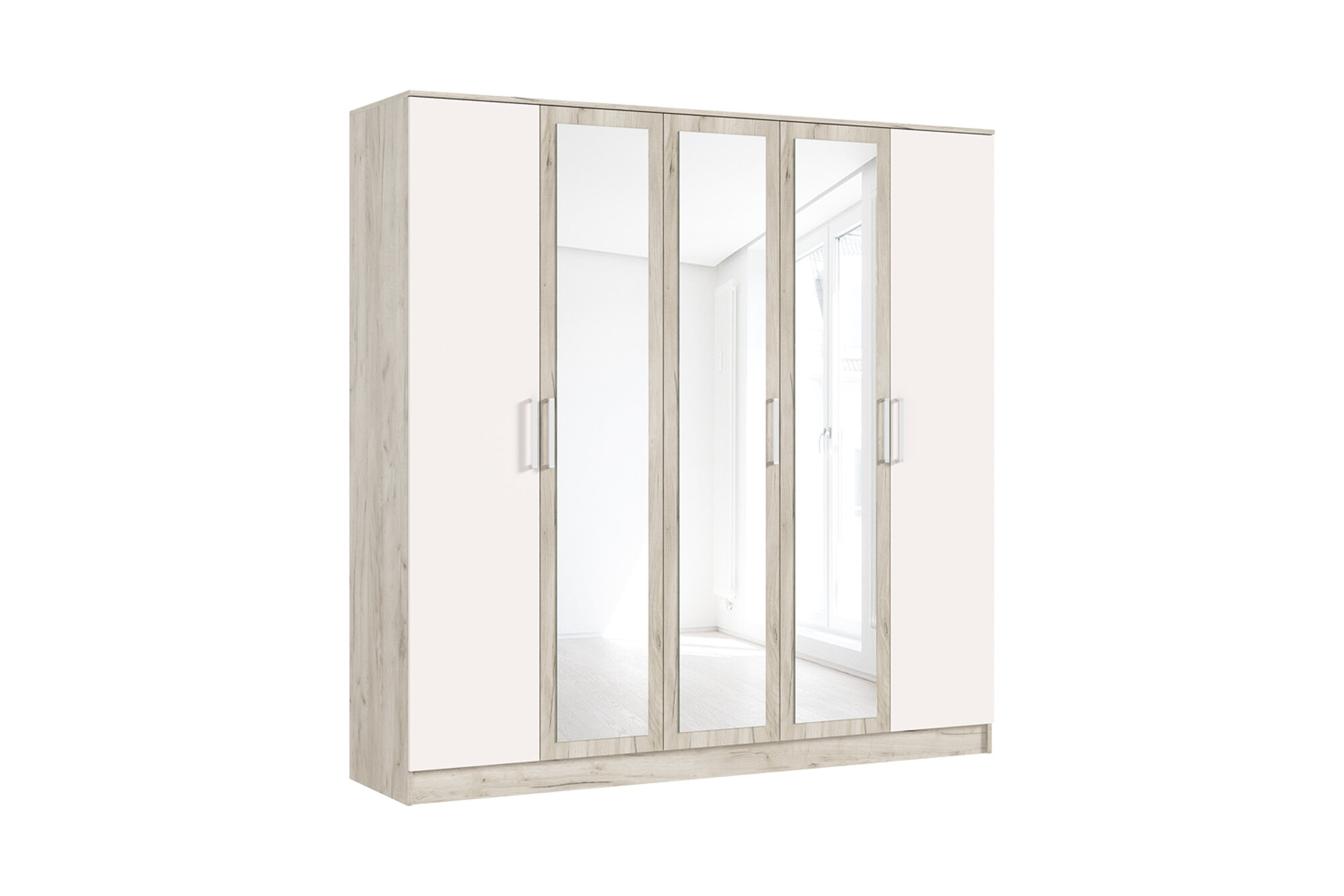 Шкаф для одежды Нонтон Мартина, 200x52x201 см, дуб крафт серый / кашемир