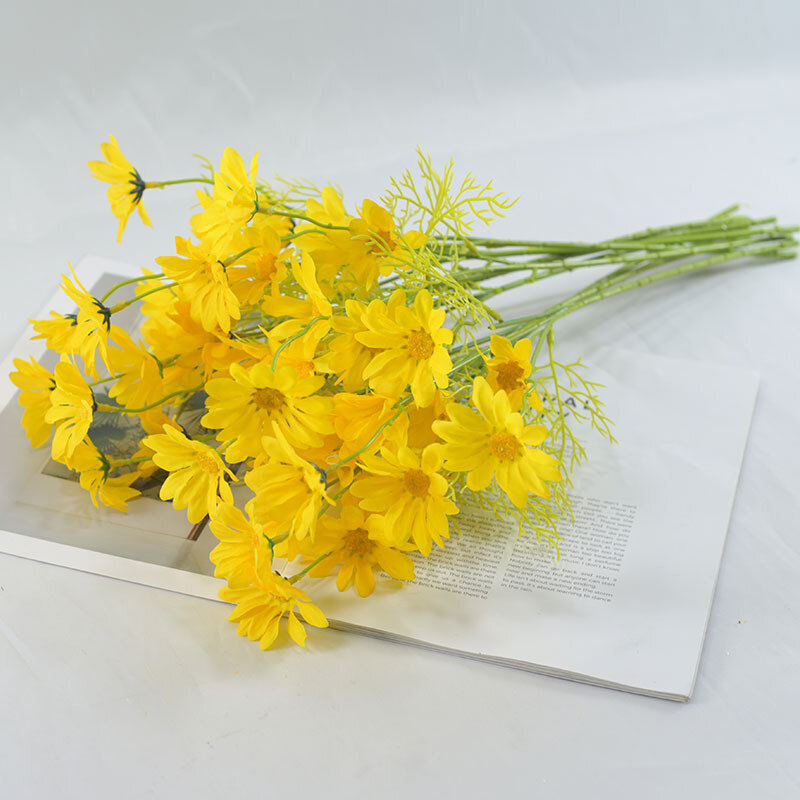 Европейский стиль пасторальных искусственных цветов ромашки для домашнего декора, аранжировка стола, декоративные цветы ромашки, реквизит, искусственные цветы