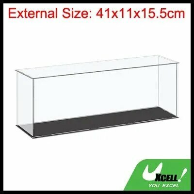Прозрачный акриловый бокс для коллекций, 41x11x15.5 см, защита от пыли, для поделок и коллекций