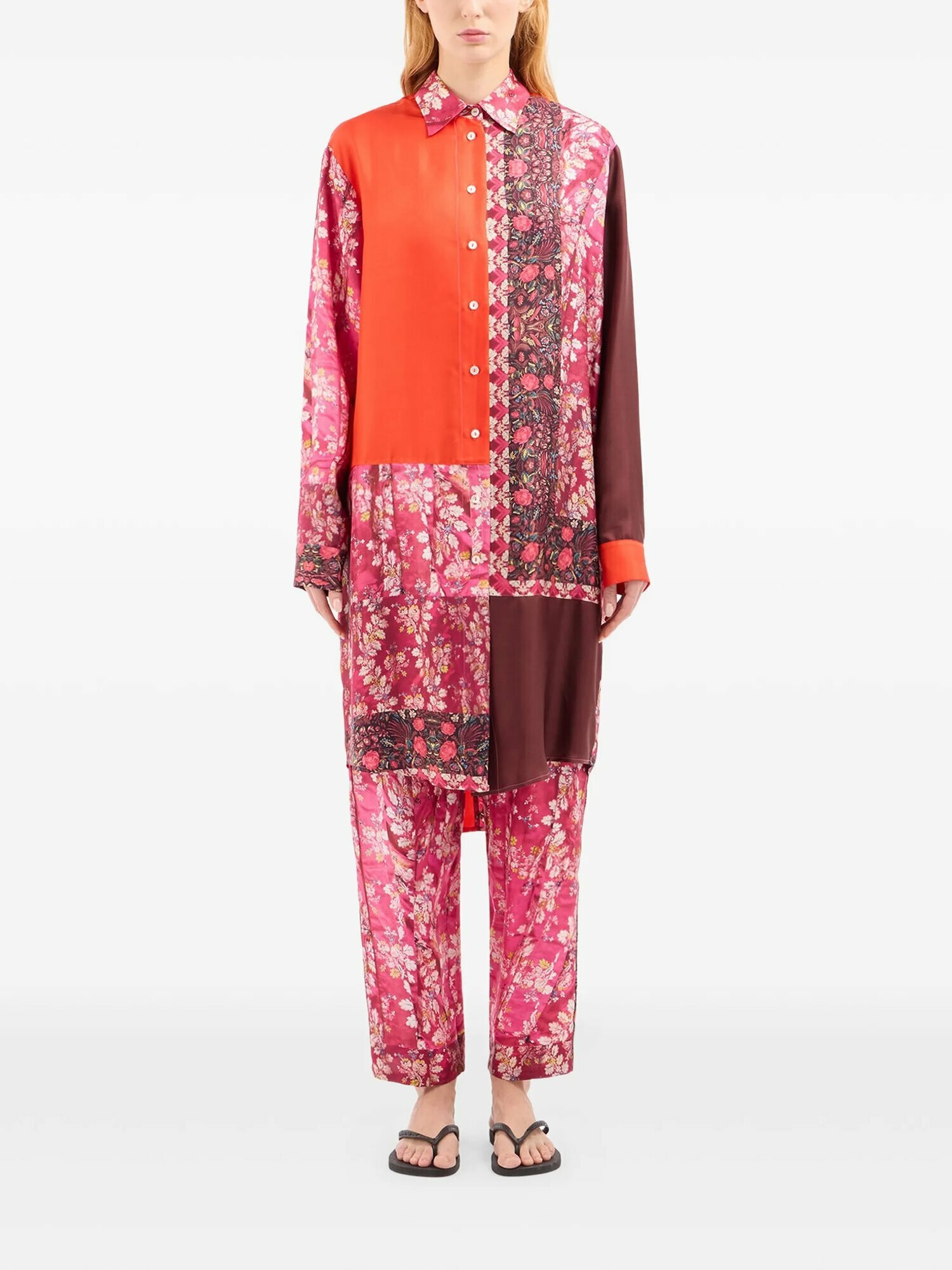 Рубашка Pierre-Louis Mascia Patchwork-design long-sleeve shirt, размер M, pink — фото 1