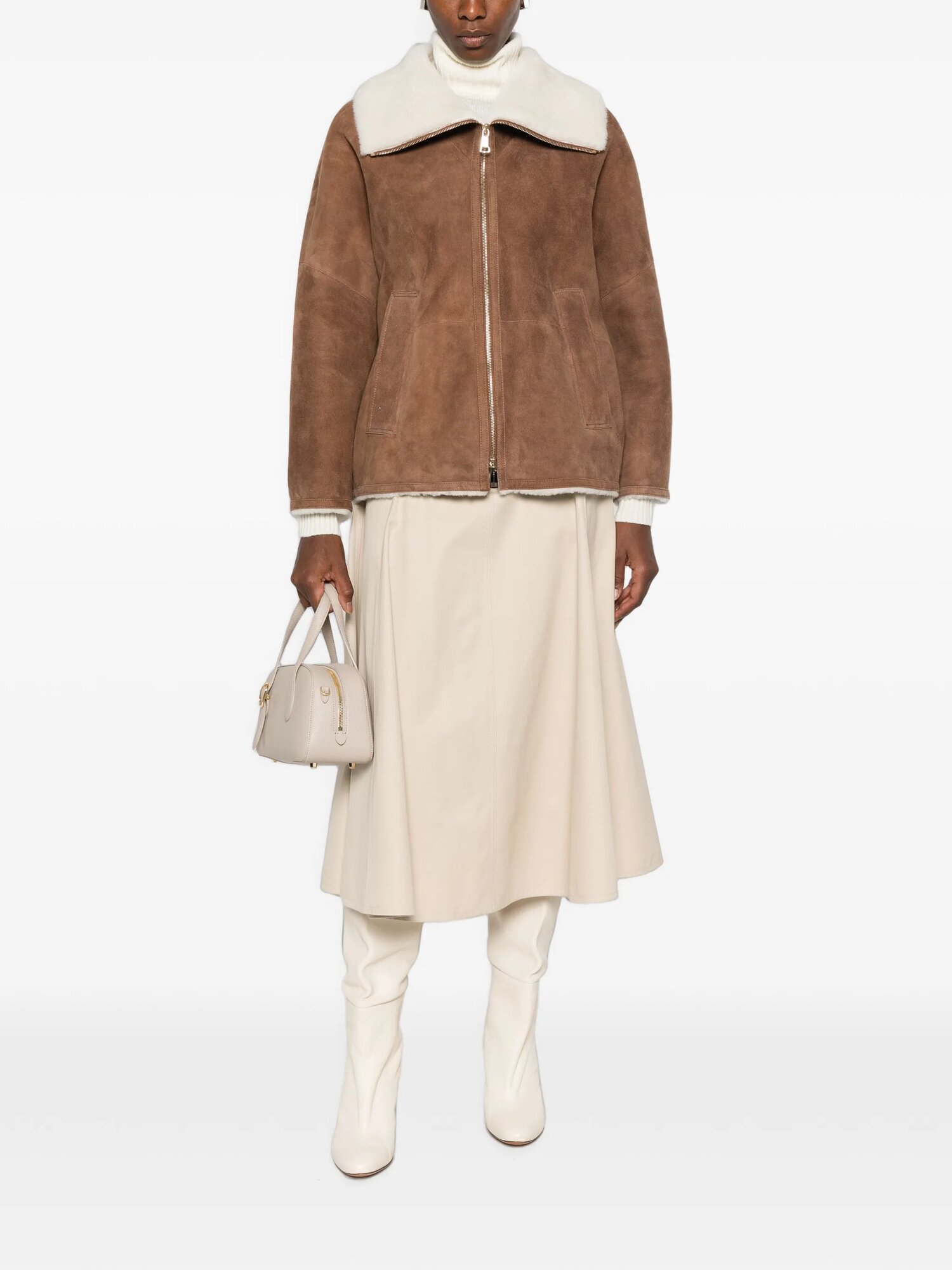 Куртка Manzoni 24 Shearling-collar suede jacket, размер 44 — фото 1