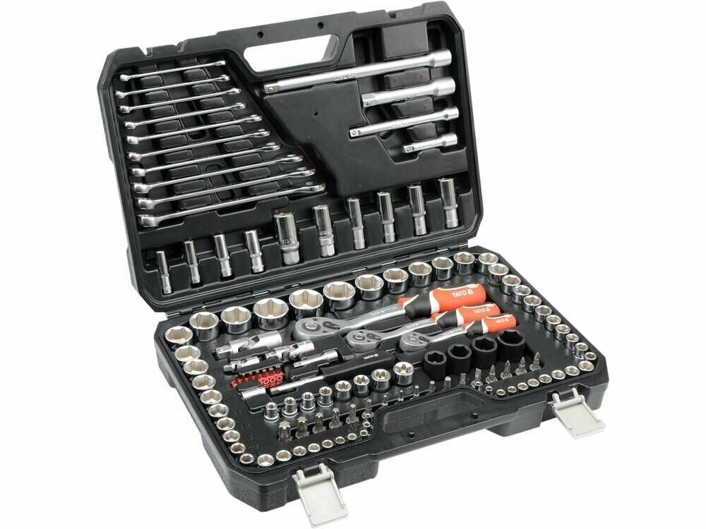 Набор инструмента Yato 1/4', 1/2', 3/8' 120 предметов, пластиковый кейс арт. YT-38801