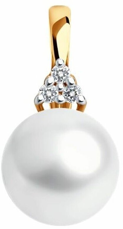 Подвеска, красное золото, 375 проба, жемчуг