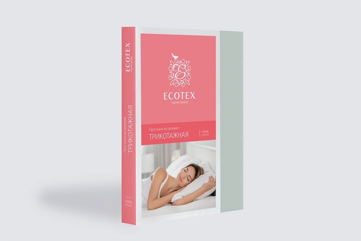 Простыня на резинке трикотажная Ecotex, трикотажное полотно (хлопок 100%), 140x200x20, серый