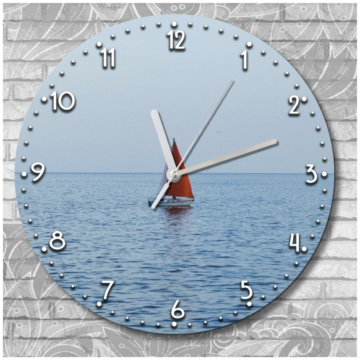 Настенные часы УФ пейзаж (корабль, ship, море, океан, вода, плавание, путешествия, красивый пейзаж) - 2143