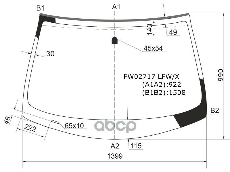 Стекло лобовое (4D SED) Infiniti G25 10-14 / G35 06-09 XYG арт. FW02717 LFW/X