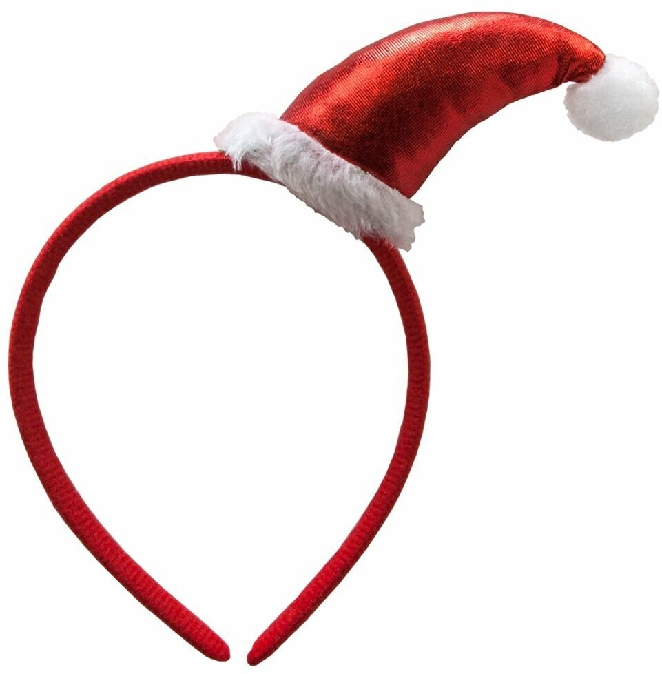 Карнавальный ободок Волна веселья Новогодний колпак, красный металлик