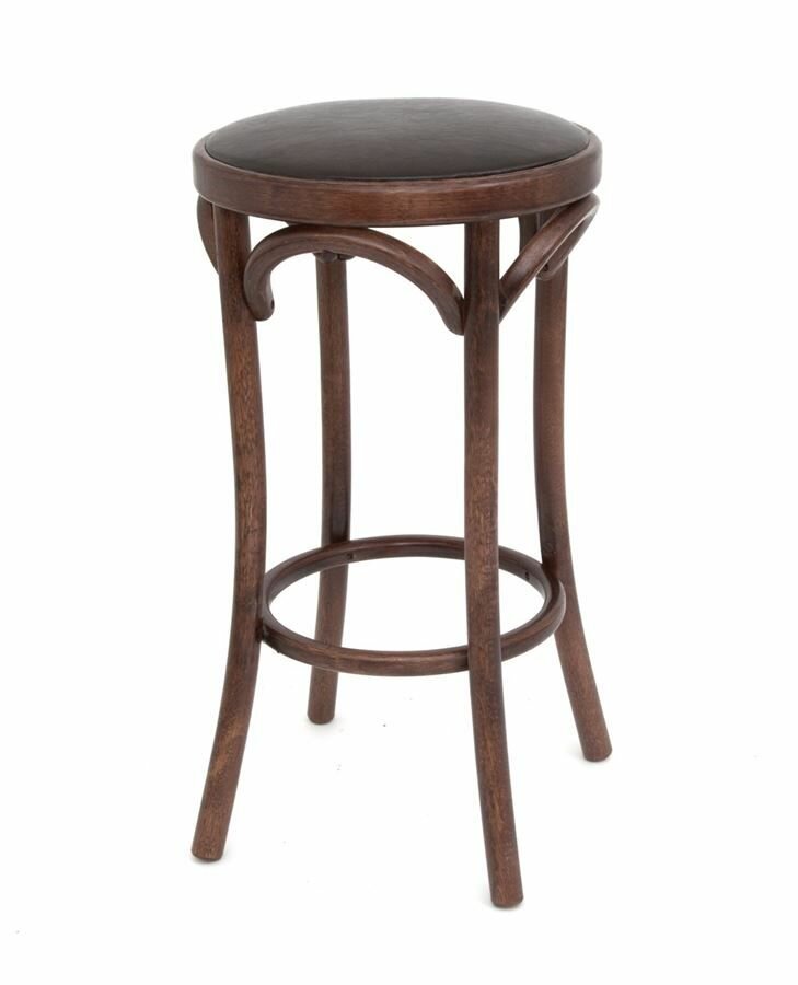 Табурет деревянный полубарный Венский 650 темный тон, коричневый с мягким сиденьем из экокожи