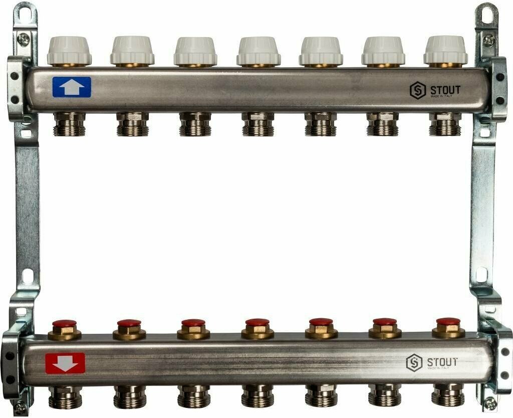 Коллектор из нержавеющей стали STOUT SMS 0922 000007 без расходомеров на 7 выходов
