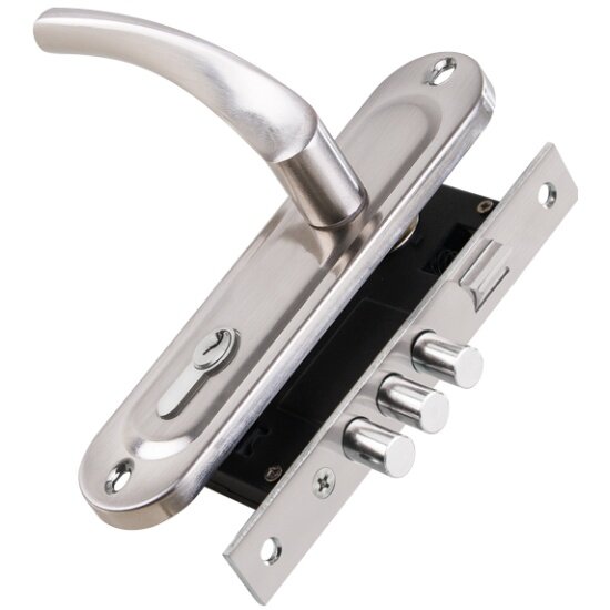 Замок цилиндровый в комплекте с ручкой Punto LOCKSET15. CRONA.4061-3 (KIT P15 4061/3 CRONA ) SN мат. никель