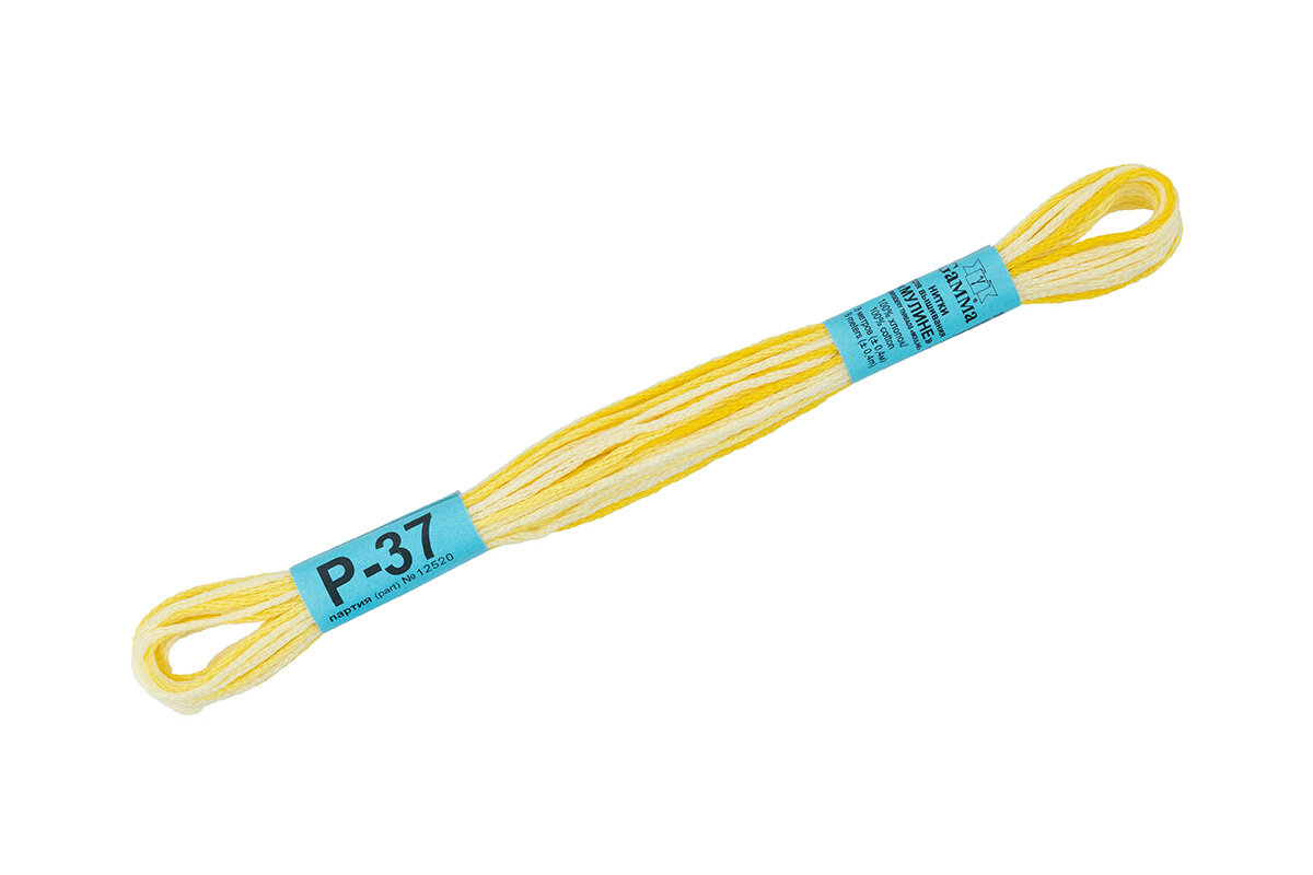 Мулине "Gamma" меланж 100% хлопок 8 м Р-37 желтый-св. лимонный