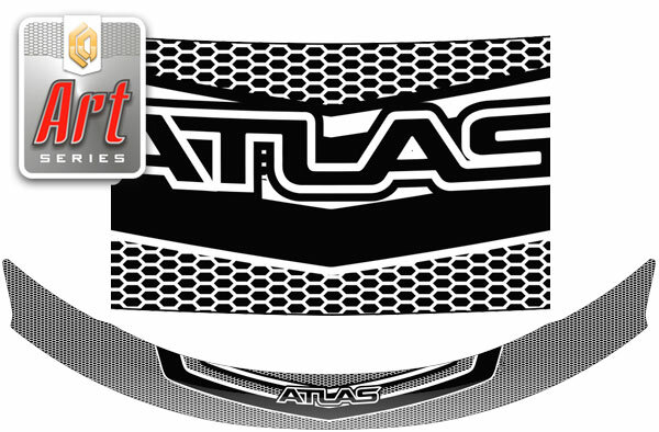 Дефлектор капота Geely Atlas 2018 - 2022 Серия "Art" белая САпластик