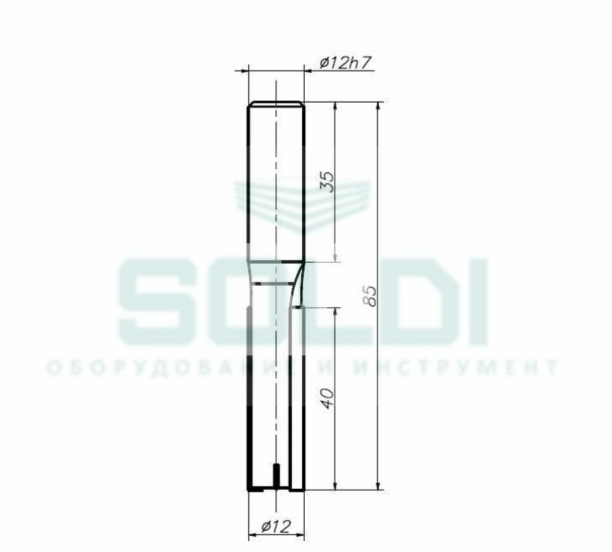 Фреза 7234 H 40 mm D 12mm d 12mm TCT