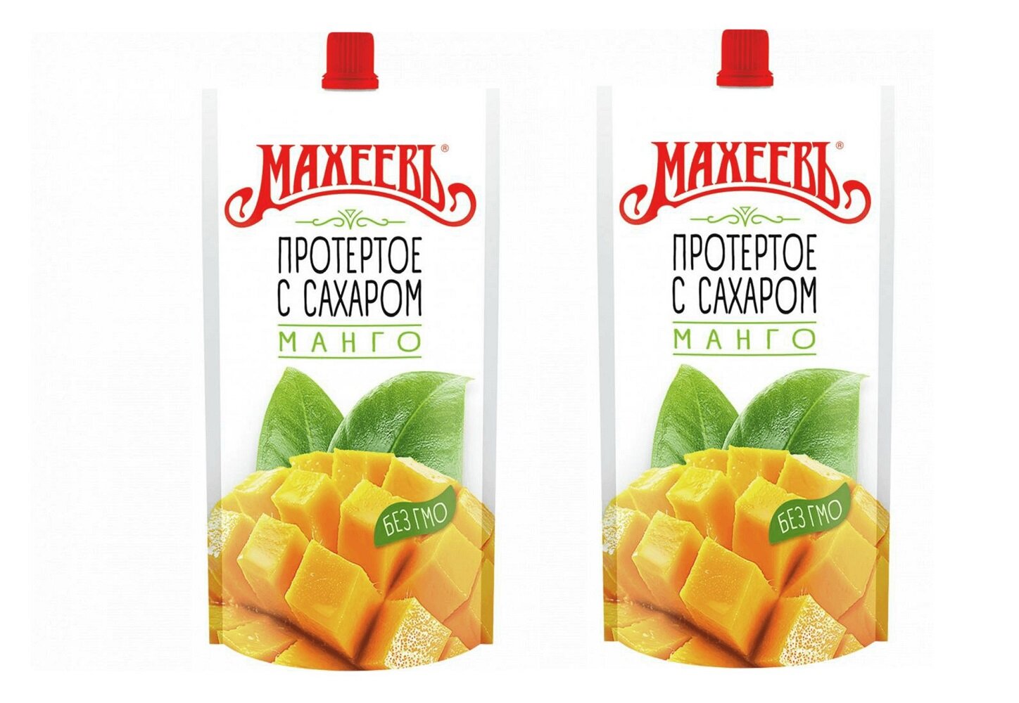 Манго Махеев протертое с сахаром дой-пак с дозатором, 2 шт по 300 г