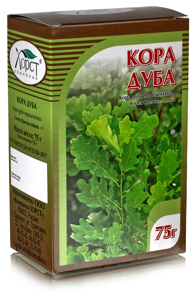 Дуб черешчатый 75гр (Кора дуба)