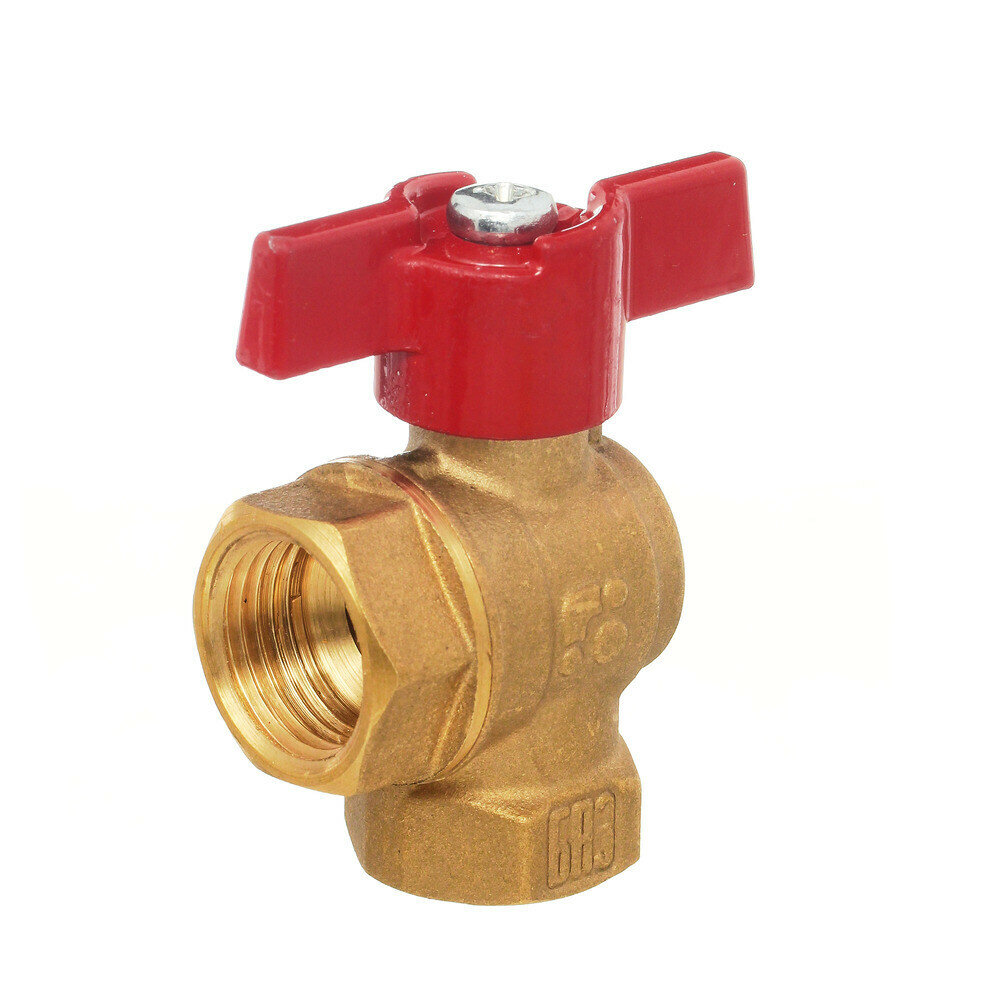 Кран шаровой латунный БАЗ Standart 1/2 ВР(г) х 1/2 ВР(г) проходной бабочка угловой (БАЗ. У. А30.1.15.40)