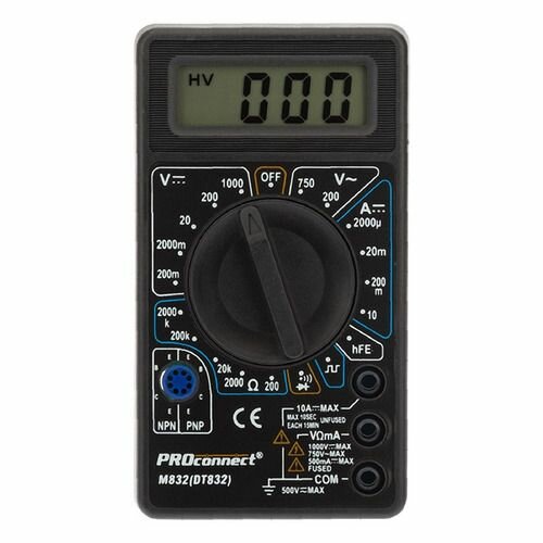 Мультиметр цифровой PROCONNECT M832 DT832, ручной [13-3012]