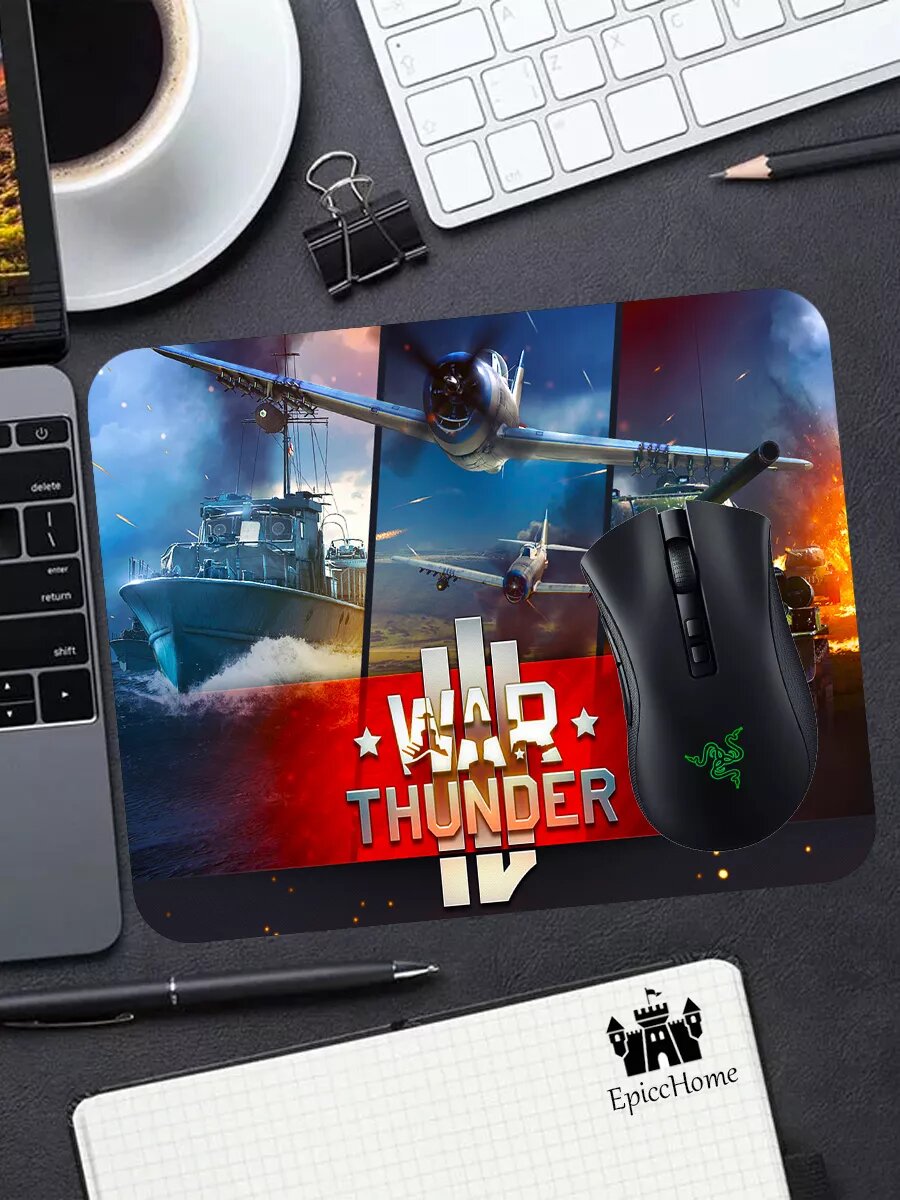 Коврик компьютерный "War Thunder", 195мм х 235 мм, толщина 3мм, резина, ткань. — фото 1