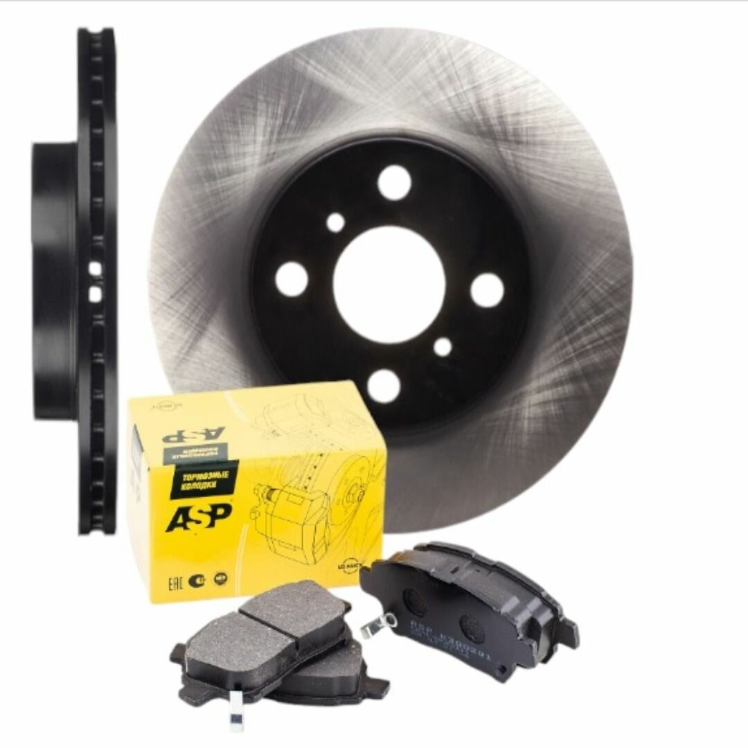 Диск тормозной передний (комплект 2 шт.) с колодками на Geely MK/MK Cross / Great Wall Hover M2, M4 / Toyota Yaris 99-05