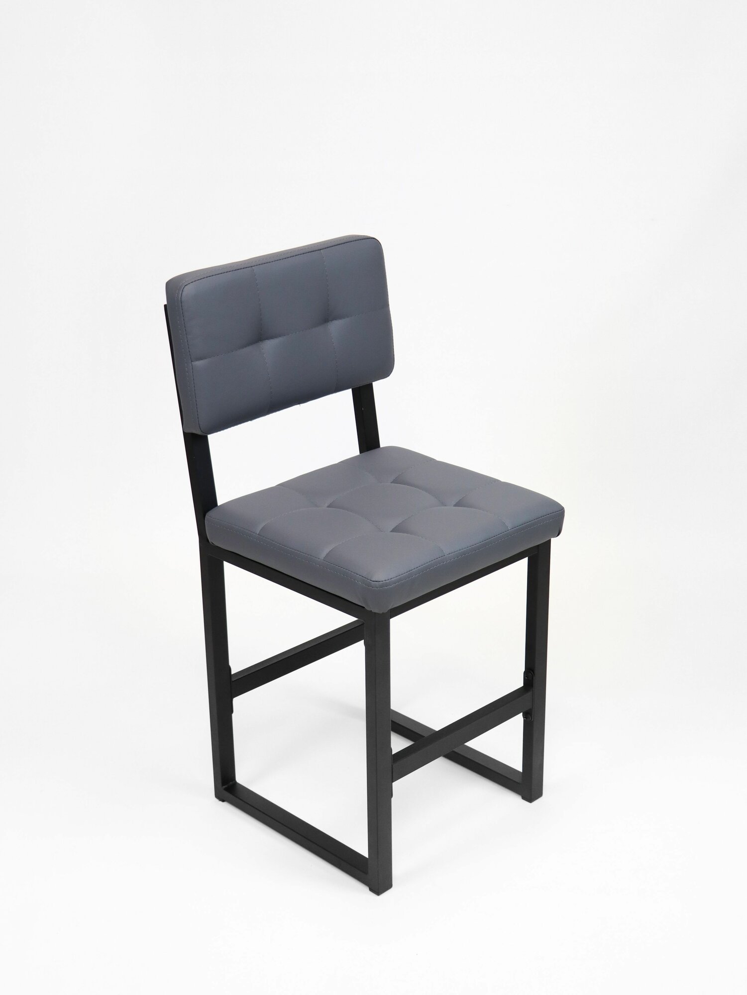 Стул кухонный со спинкой обеденный лофт (серая экокожа)