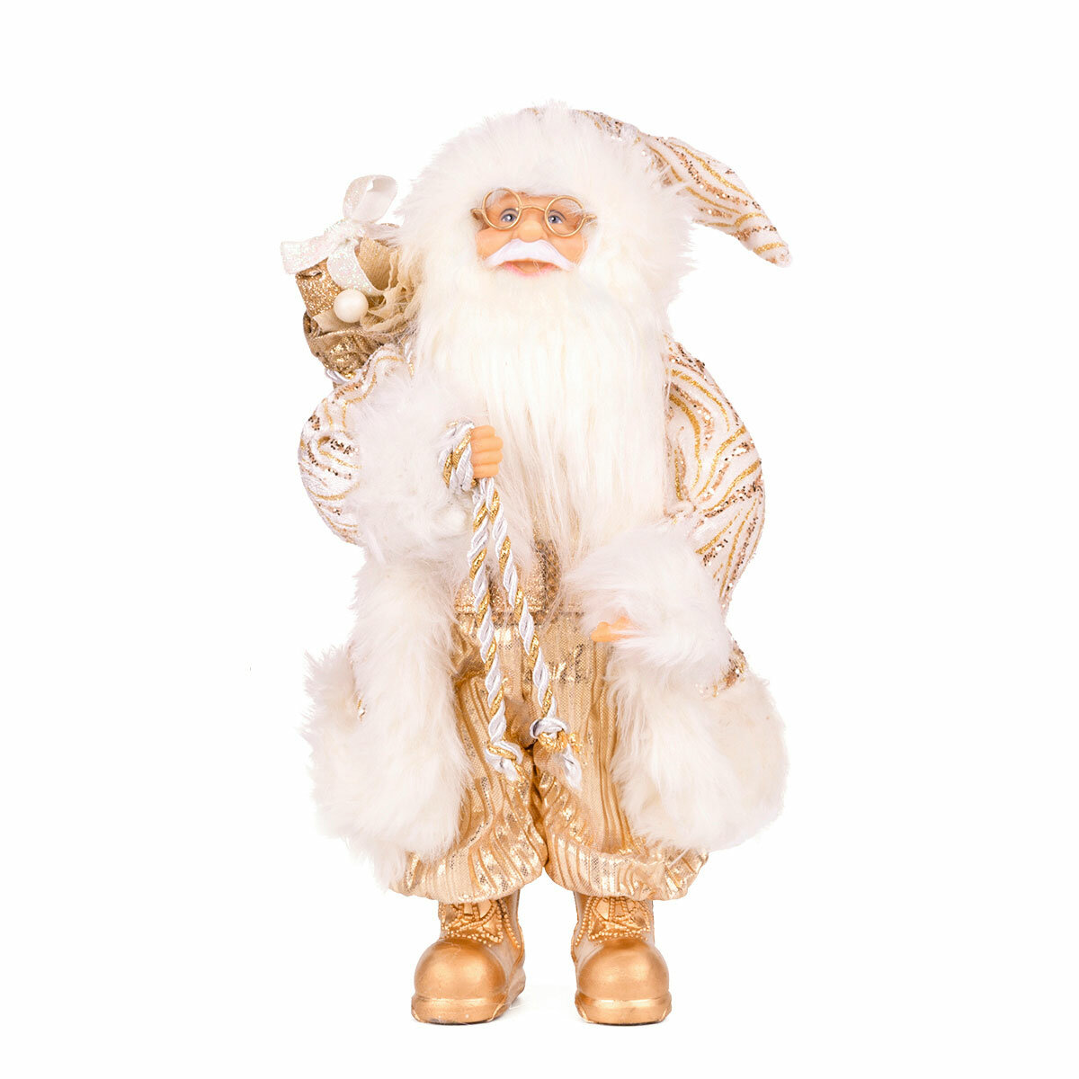 Игрушка MT-102304-30 Дед Мороз в Золотой Шубке с Подарками 30 см Maxitoys (золотой), Игрушка 30 см
