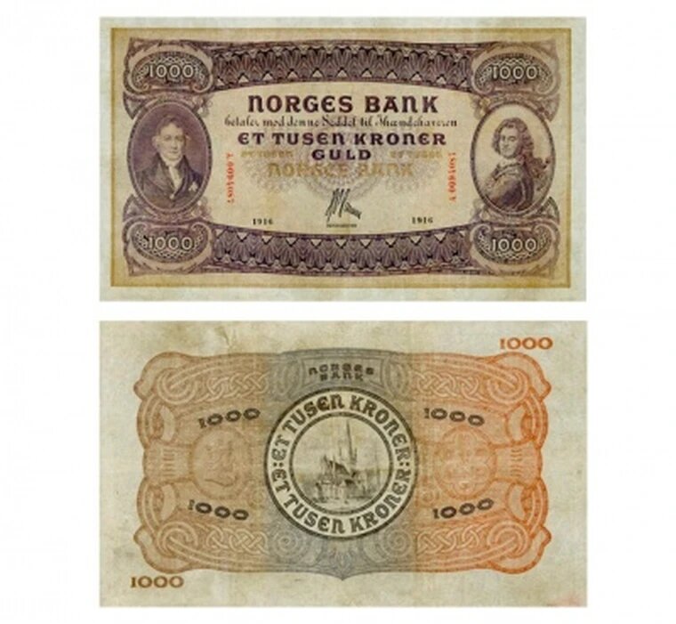 1000 крон 1916 Норвегия, сувенирная копия, банкноты и купюры редкие коллекционные